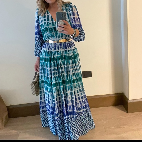 Calvin Klein | Dresses | Calvin Klein Tie Dye Faux Chiffon Maxi Dress ...